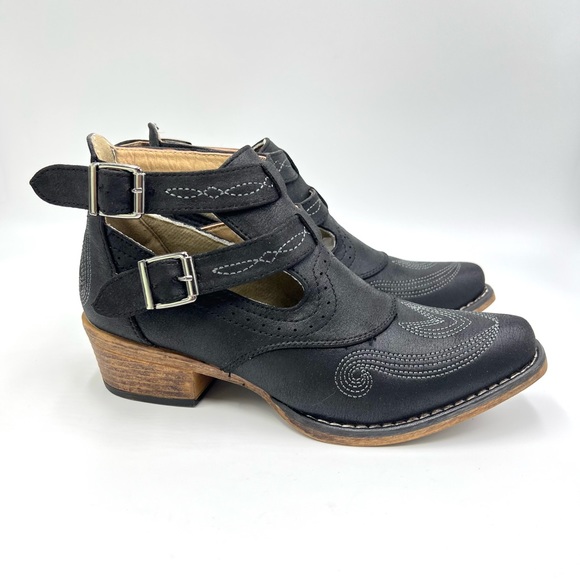 Roper | Shoes | Roper Womens Willa Black Faux Vegan Leather Western ...